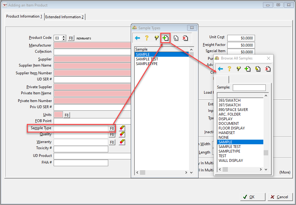 Add Sample Type to New Item Product – RFMS Help Desk