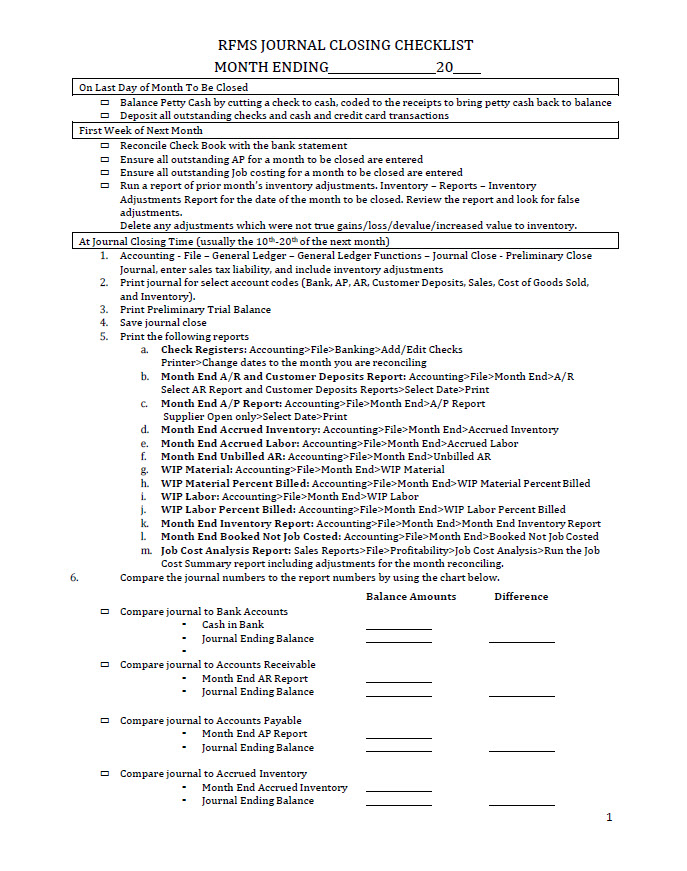 Month End Journal Closing Checklist (ERRM) – RFMS Help Desk