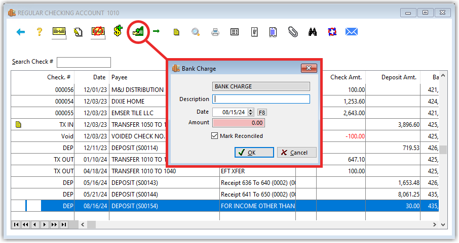 Posting a Bank Charge – RFMS Help Desk
