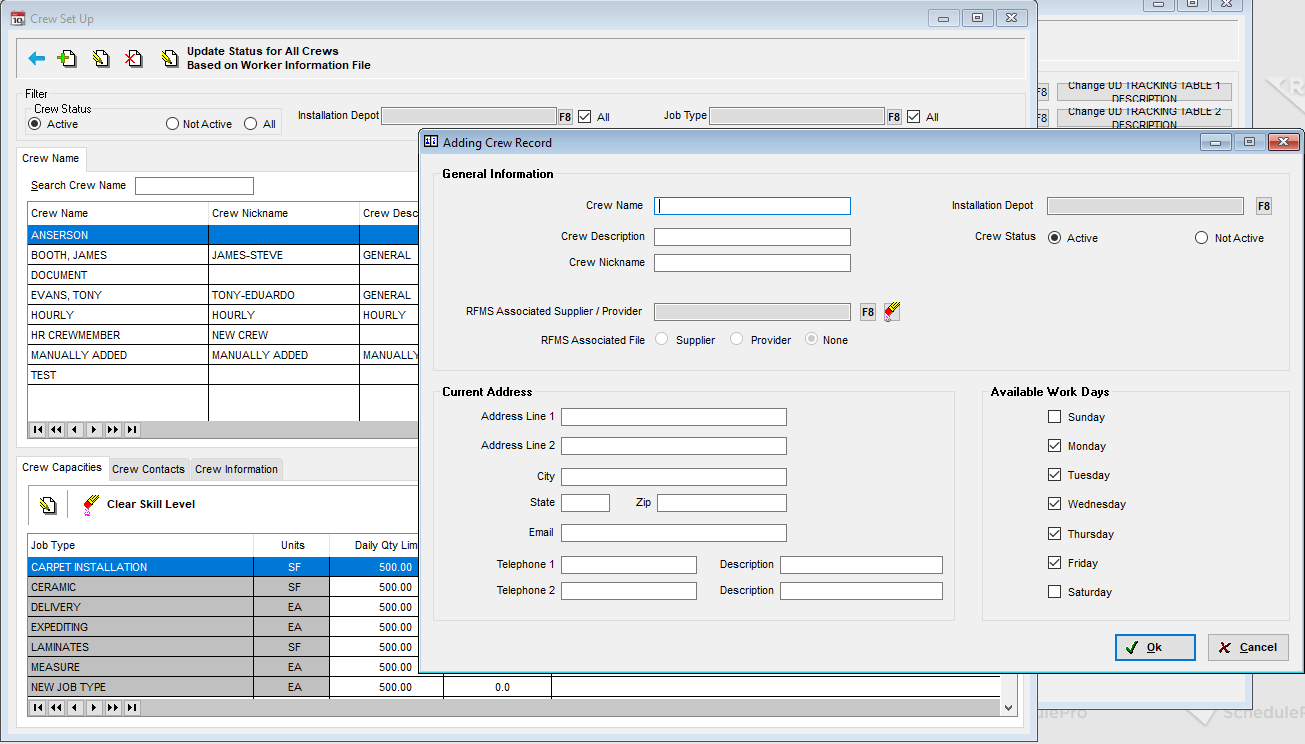 Schedule Pro - Adding a Crew – RFMS Help Desk