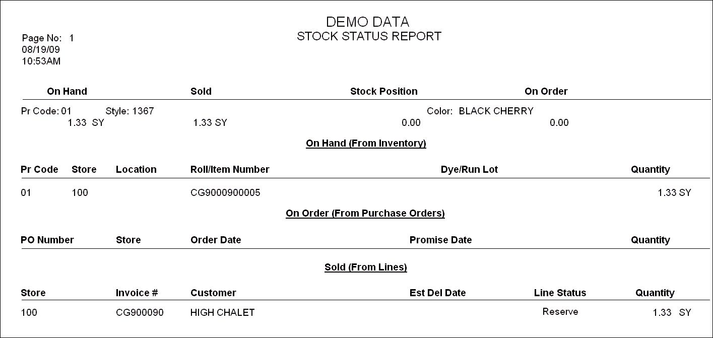 Stock Status Report – RFMS Help Desk