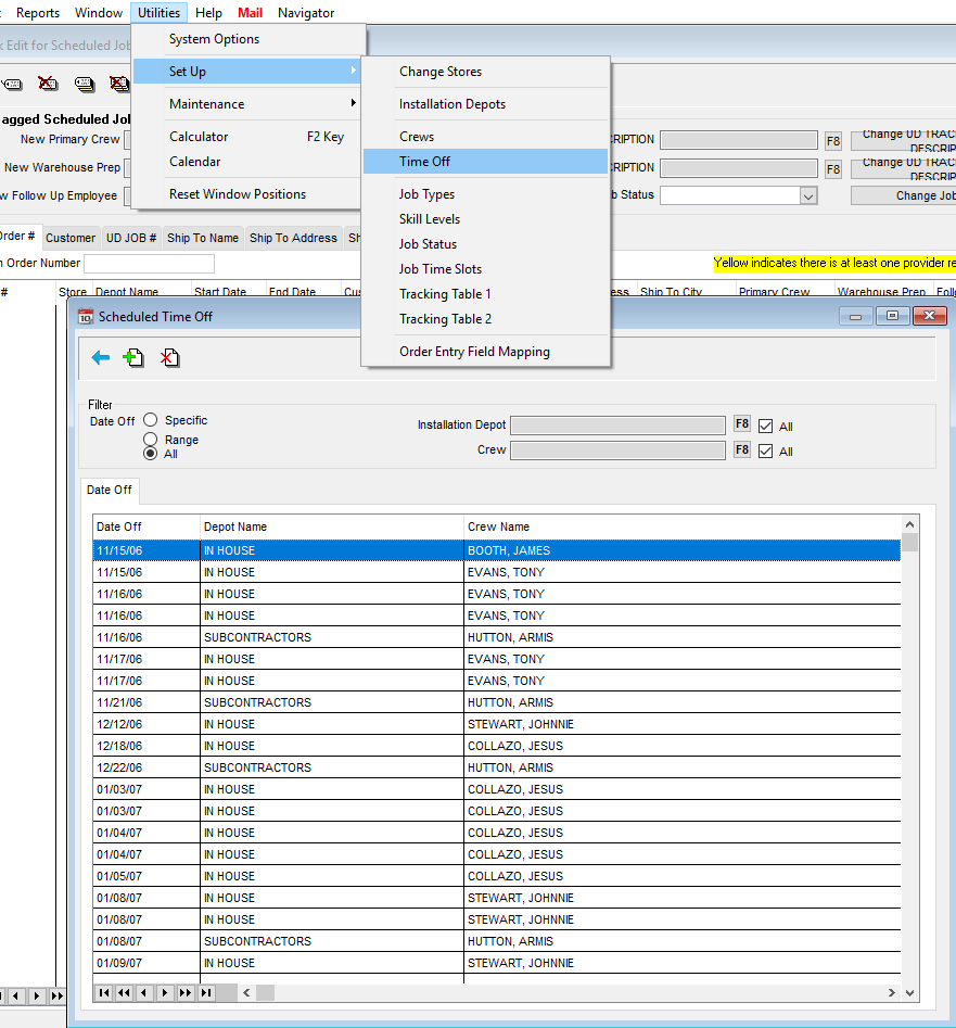Schedule Pro- Days Off – RFMS Help Desk