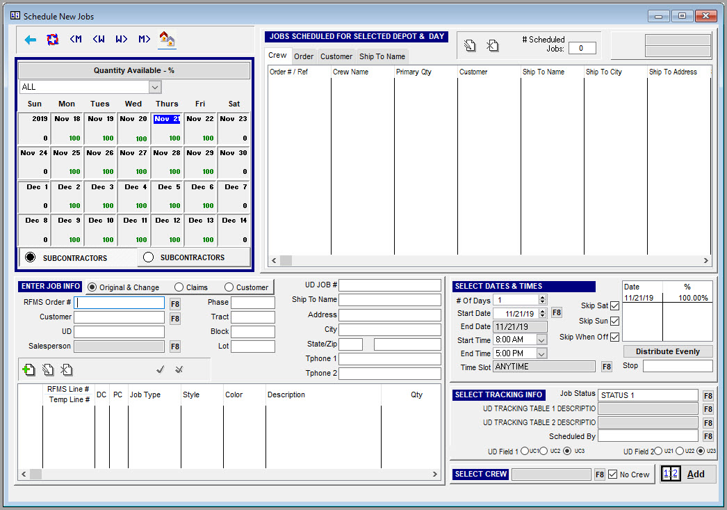 Job Schedule Screen from Order Entry - System Option – RFMS Help Desk