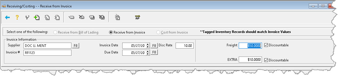 Receive from Invoice – RFMS Help Desk