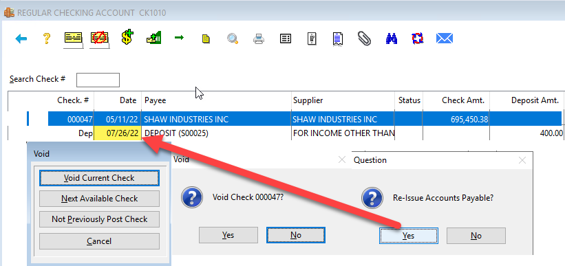 Accounts Payable Reissue Date After Void – RFMS Help Desk