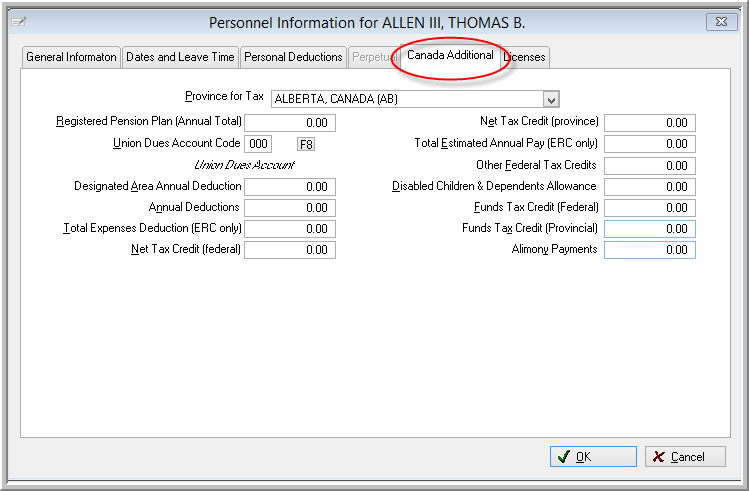 Canada-Adding the Additional Personal Deductions – RFMS Help Desk
